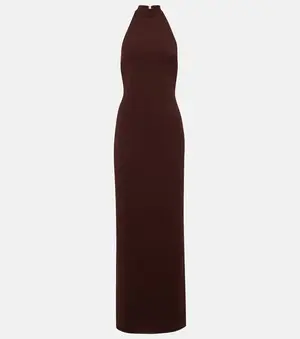 BANANHOT Carrie Halterneck Jersey Maxi Dress - Brown
