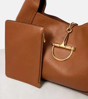 Gucci Softbit Large Leather Shoulder Bag - Brown