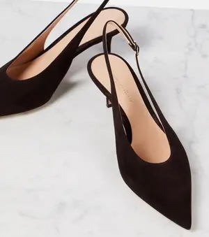 GIANVITO ROSSI Robbie 55 Suede Slingback Pumps - Brown