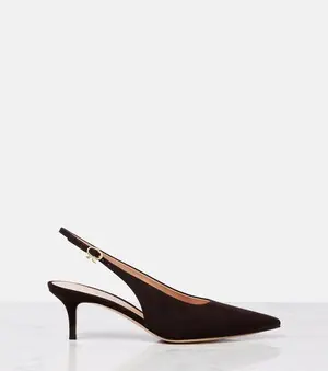 GIANVITO ROSSI Robbie 55 Suede Slingback Pumps - Brown