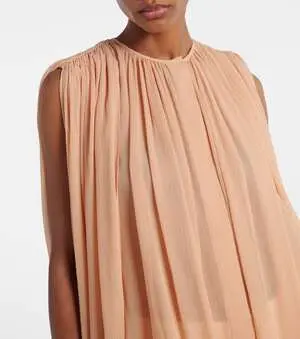Stella McCartney Draped Silk Chiffon Blouse - Beige