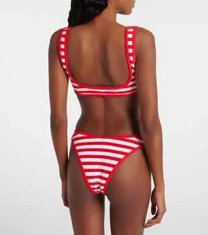 Jade Swim Striped Terry Bikini Top With Rounded Edges