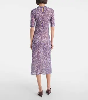 Etro Printed Mesh Midi Dress