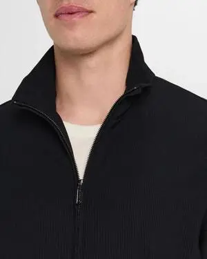 Emporio Armani Nylon Stretch Ribbed Bomber Jacket - Black