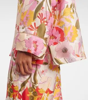 Max Mara Alan Floral Silk Satin Shirt