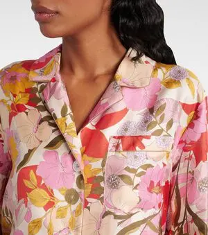 Max Mara Alan Floral Silk Satin Shirt