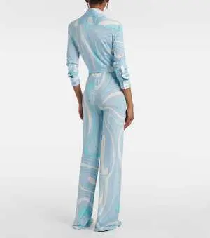 Emilio Pucci Marmo Satin Jersey Straight Pants