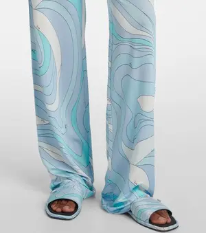 Emilio Pucci Marmo Satin Jersey Straight Pants