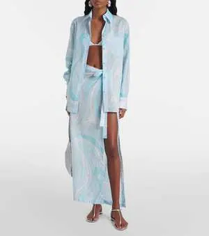 Emilio Pucci Marmo Cotton Muslin Beach Cover-up