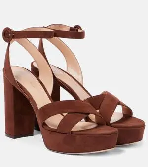 GIANVITO ROSSI Sabrina Suede Platform Sandals - Brown
