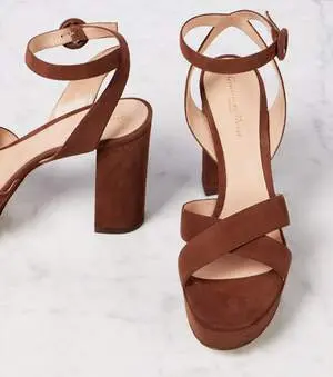 GIANVITO ROSSI Sabrina Suede Platform Sandals - Brown
