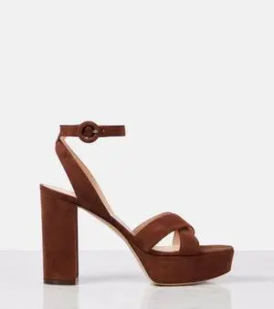 GIANVITO ROSSI Sabrina Suede Platform Sandals - Brown