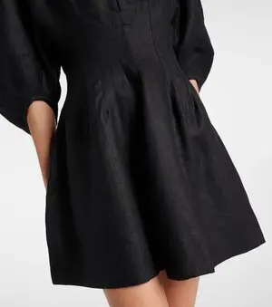 Faithfull The Brand Soleil Linen Minidress - Black