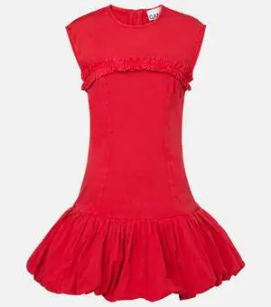 GANNI Ruffled Cotton-blend Minidress