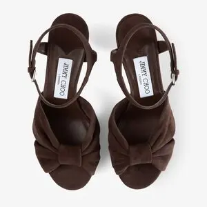 JIMMY CHOO Heloise 80 Suede Platform Sandals - Brown