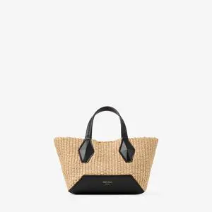 JIMMY CHOO Diamond Mini Raffia Tote Bag - Neutral