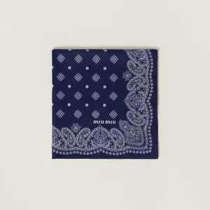 Miu Miu Printed Poplin Scarf - Navy