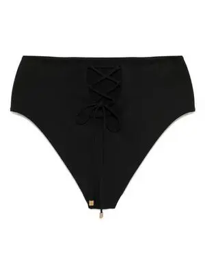 Kiki De Montparnasse Lace-up High-waisted Bikini Bottom - Black