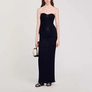 Sandro Maxi Bustier Knit Dress