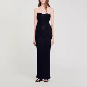 Sandro Maxi Bustier Knit Dress