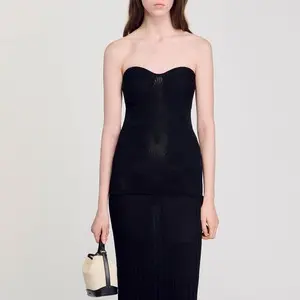 Sandro Maxi Bustier Knit Dress