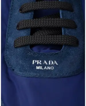 Prada Re-nylon And Suede Elasticized Sneakers - Bluette