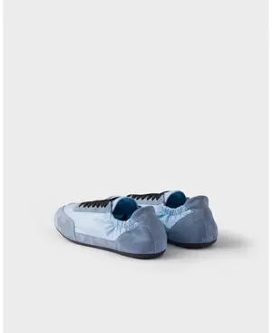 Prada Re-nylon And Suede Elasticized Sneakers - Light Blue