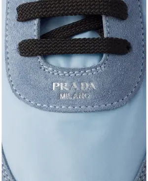 Prada Re-nylon And Suede Elasticized Sneakers - Light Blue