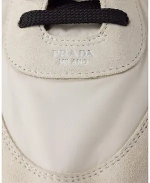 Prada Re-nylon And Suede Elasticized Sneakers - Neutral