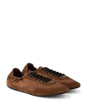 Prada Re-nylon And Suede Elasticized Sneakers - Palisander