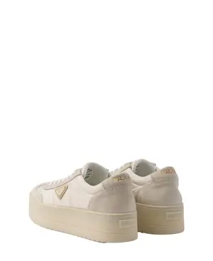 Prada Downtown Bold Nylon And Suede Sneakers - Neutral