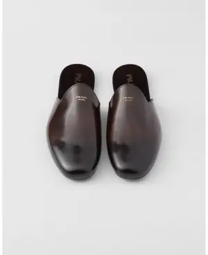 Prada Brushed Leather Slippers