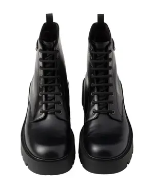 Prada Brushed Leather Combat Boots