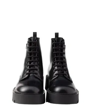 Prada Brushed Leather Combat Boots