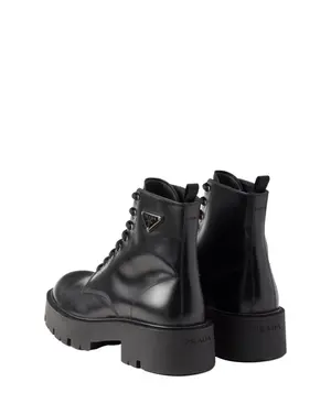 Prada Brushed Leather Combat Boots
