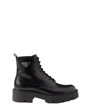 Prada Brushed Leather Combat Boots