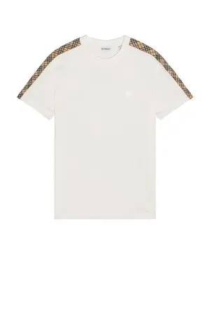 Burberry Check Tape T-shirt In White - Chalk