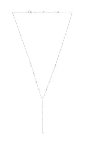 Shashi Solitaire Station Lariat Necklace - Silver