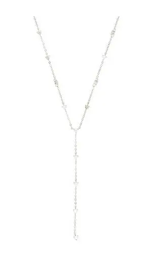 Shashi Solitaire Station Lariat Necklace - Silver