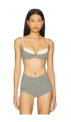 Frankies Bikinis X Bella Hadid Jolene Striped Rib Bikini Top - Lasso