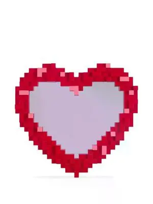 SELETTI Heart-shaped Pixelated Mirror - Red