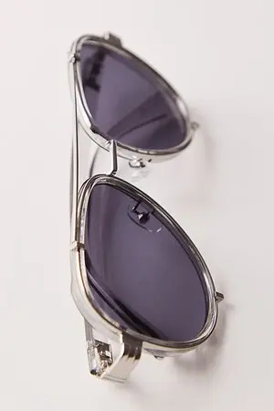 Free People Wesley Oversized Aviator Sunglasses Grey With Black Lens