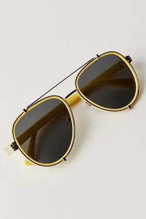 Free People Wesley Oversized Aviator Sunglasses Yellow