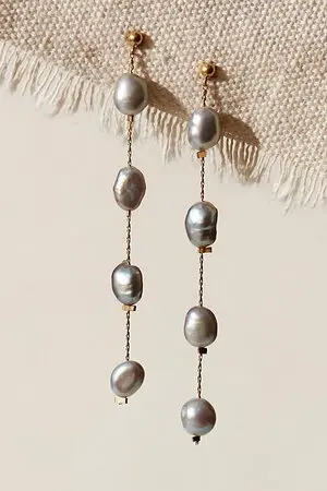 KOZAKH Rainfall Baroque Pearl Dangle Earrings - Gold