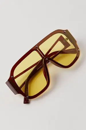 Free People Cooper Oversized Shield Sunglasses Oxblood