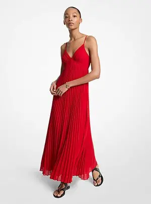 michael kors red dress Pleated Georgette Maxi In - 50% Off Short sleeves with cold shoulders Why You Need A Red