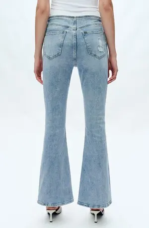BAYEAS Bandless Flare Leg Jeans - Light Blue