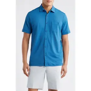 Tommy Bahama Costa Wave Short Sleeve Button-up Shirt Deep Azure