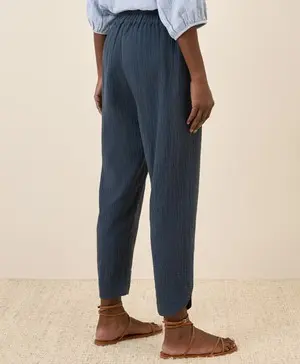 PACT Organic Cotton Coastal Double Gauze Tapered Pull-on Pant - French Navy