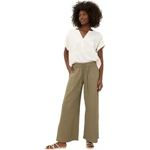 PACT Organic Cotton Coastal Double Gauze Split Hem Pant - Khaki Green